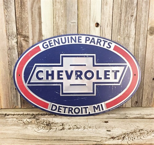Chevrolet Chevy Genuine Parts 17.5" Metal Tin Sign Vintage Garage Man ...