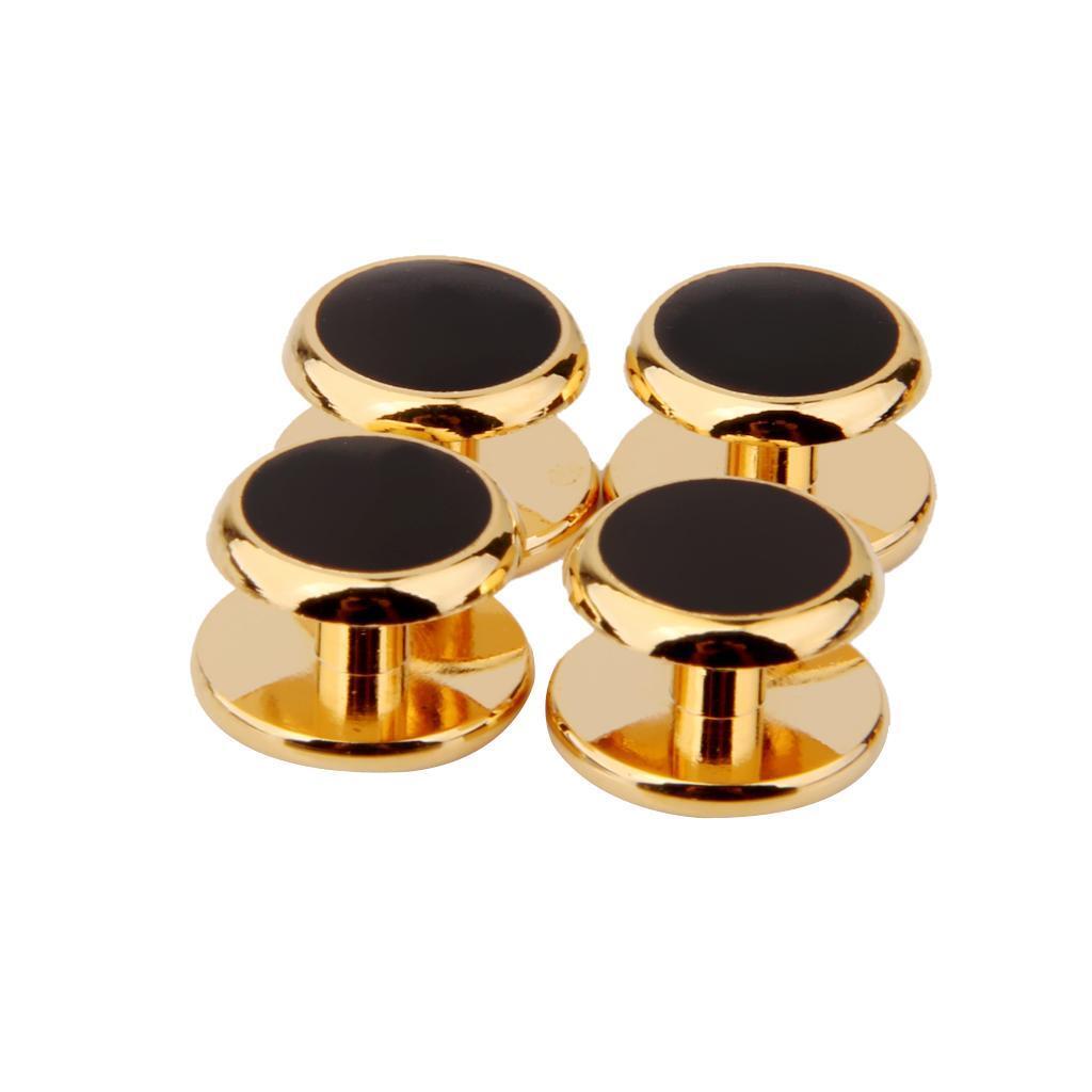 Men Gold Black Tuxedo Collar Button Cufflinks Links Collar Studs Button ...
