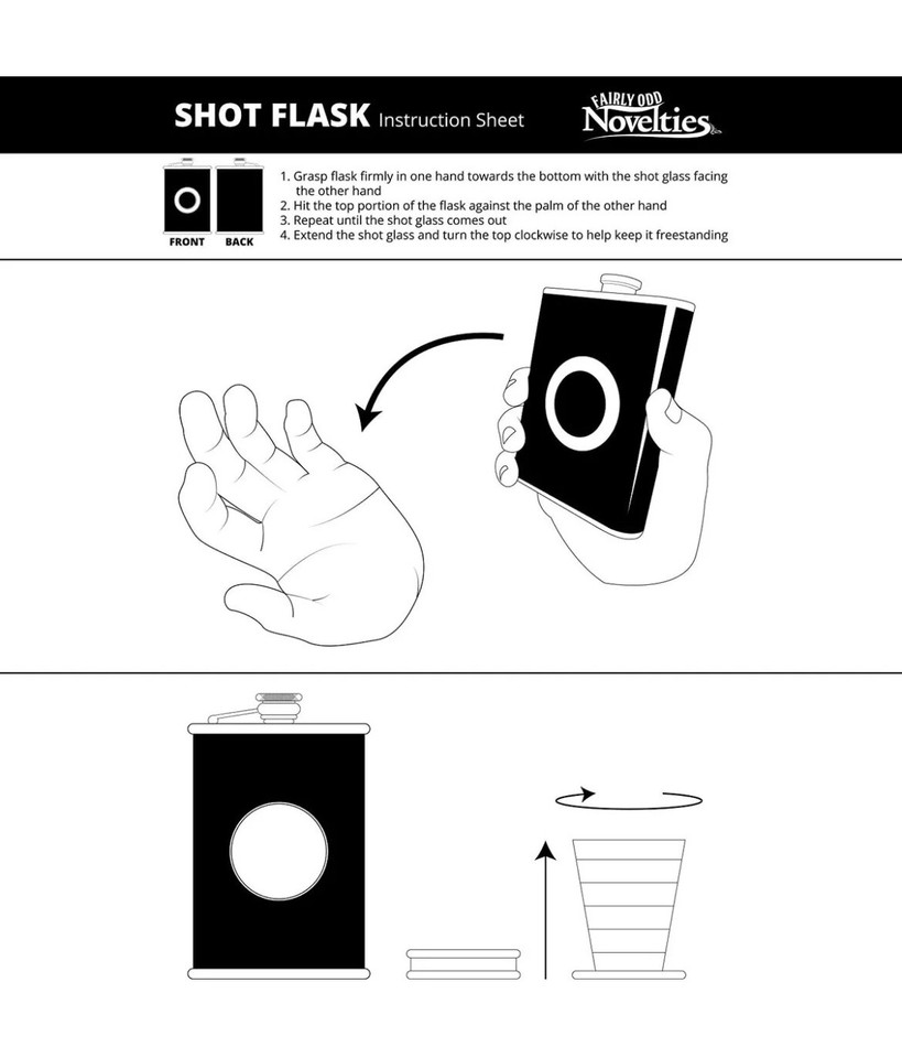 Shot Flask - 8oz Hip Flask With Built In Collapsible Stainless Steel ...