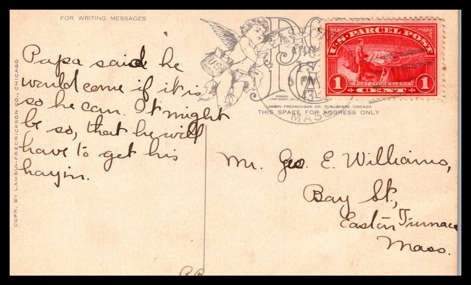 KAPPYS POSTCARDS - 620 - HUMOROUS ODD USE OF PARCEL POST STAMP POSTED ...