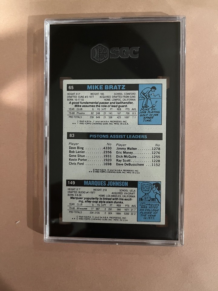 1980-81 Topps #139 Mike Bratz Rookie Marques Johnson SGC 6.5 EX-NM ...