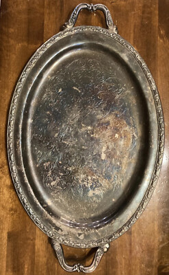 Vintage Oneida 22"x14.5" Oval Silver-plate Butlers Serving Platter/Tray ...