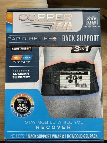 Copper Fit Rapid Relief 3-In-1 Hot/Cold Therapy Back Support One Size ...