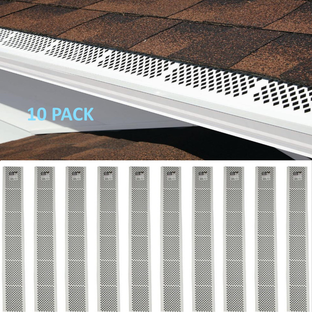 PACK OF SNAP-IN WHITE GUTTER GUARD COVER SCREEN DEBRIS LEAF PROTECTION ...