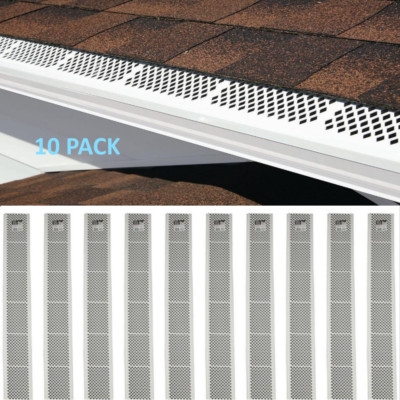PACK OF SNAP-IN WHITE GUTTER GUARD COVER SCREEN DEBRIS LEAF PROTECTION ...