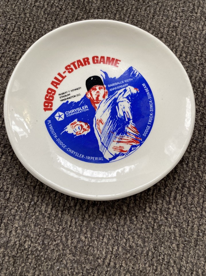 1969 All-Star Game 4 1/4" ceramic plate 100th MLB Chrysler RARE Denny ...