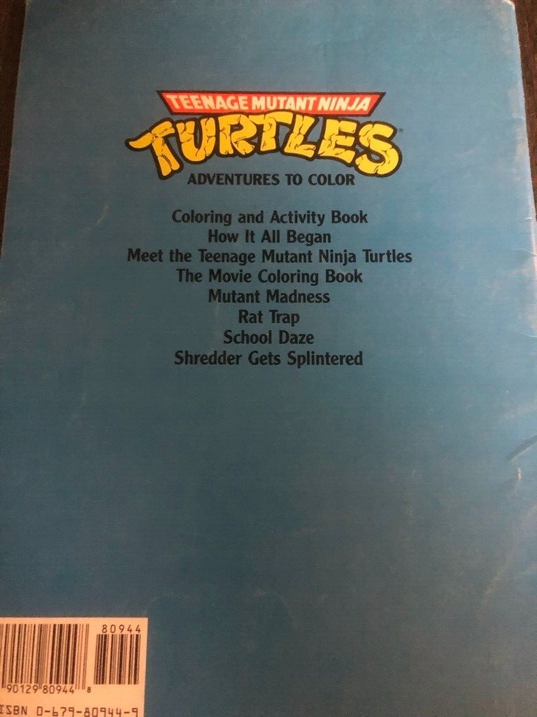 1990 Teenage Mutant Ninja Turtles School Daze Color Book, 1 page colored, poster | eBay