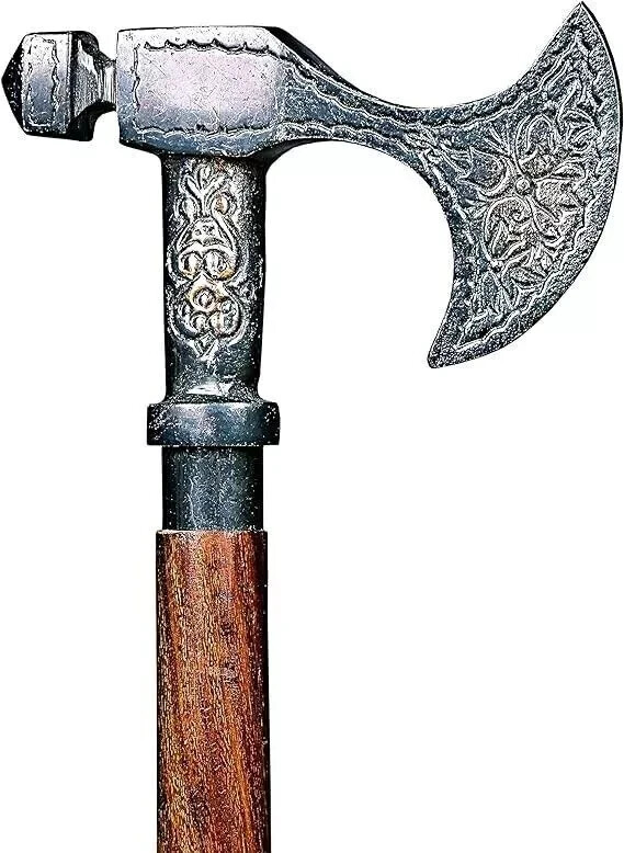 Antique Solid Brass Walking Stick Viking Wooden Walki… - Gem