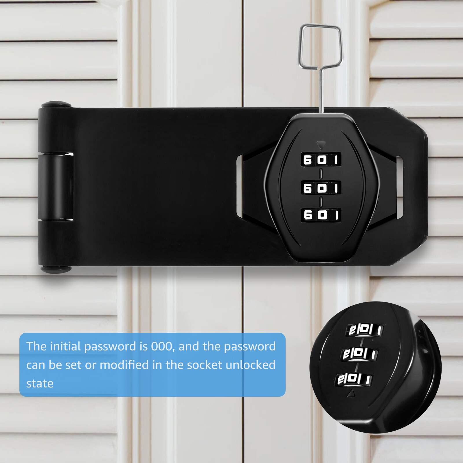 Cabinet Password Lock Zinc Alloy 3-Digit Rotary Hasp Combination Lock ...