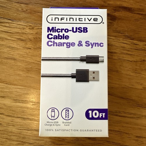 INFINITIVE Micro USB Cable 10FT Android Charge & Sync Braided cord ...