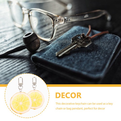 2 Pcs Cute Lemon Key Chain Purse Keychain Charm Fruit Themed Keychains ...