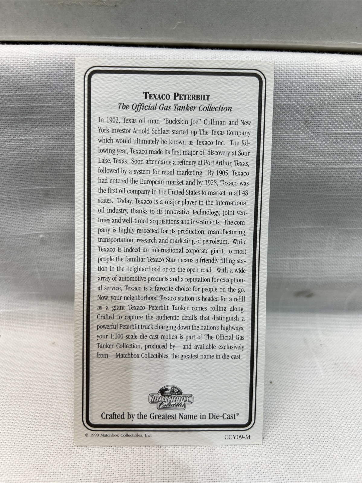 Matchbox 1/100 Texaco Tanker Peterbilt Tractor Trailer CCY09-M 1998 ...
