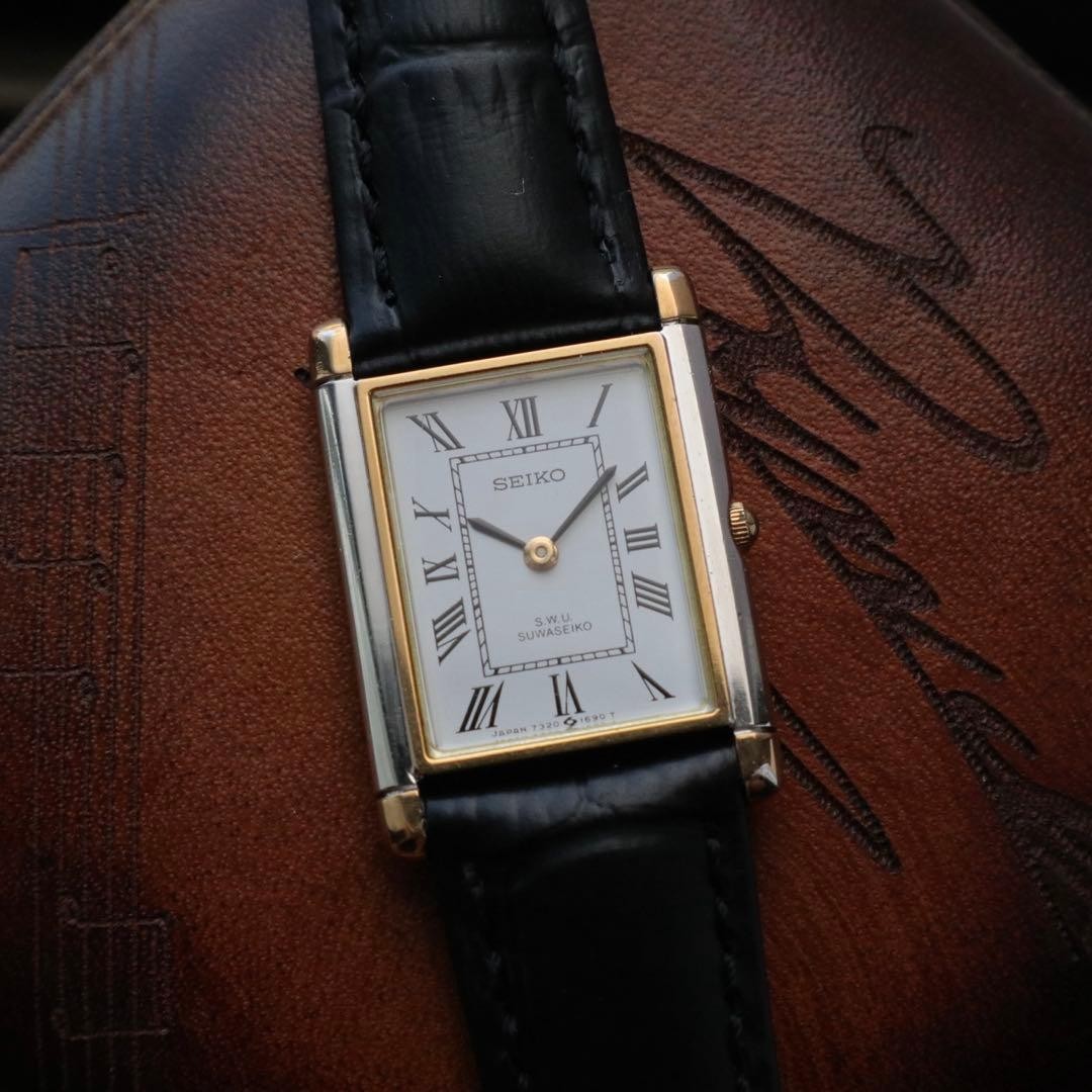 Seiko Tank 7320 Quartz Watch Unisex 27mm Round White Dial Used | eBay