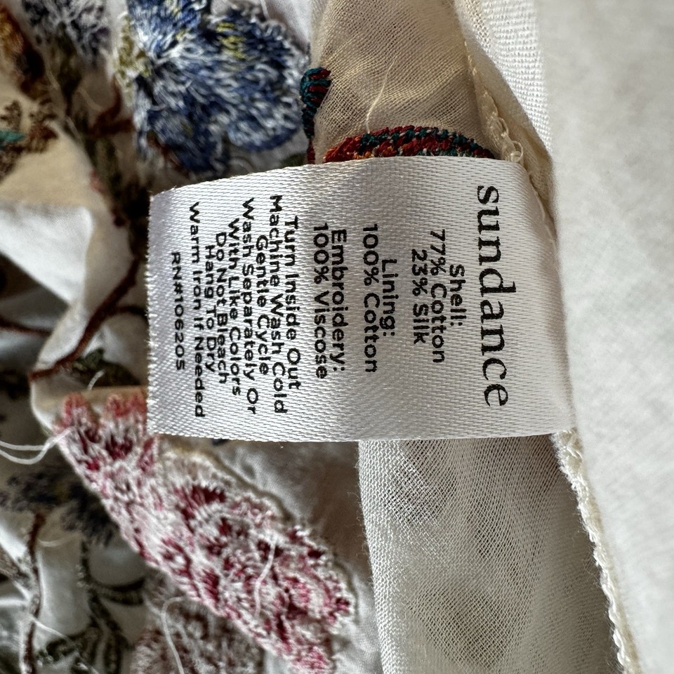 Sundance Garden Embroidered Floral Birds Full Midi Skirt Silk Blend ...