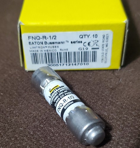 10 New In Box Eaton Bussmann FNQ-R-1/2 Class CC 600 Volt Limitron Fuses ...