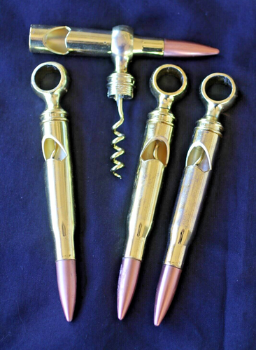 Lot of 4 ~ 50 Caliber Bullet Cork Screws / Bottle Openers | eBay