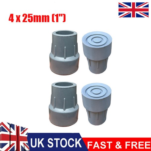 4 x 25mm Rubber Ferrules Zimmer Frame Crutch Walker Walking Stick Cane ...