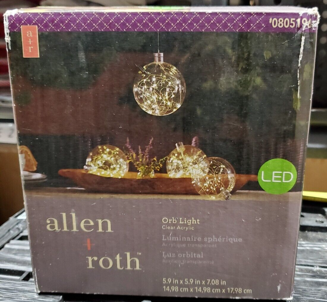 *NEW* Allen + Roth Clear Acrylic LED Orb Light Indoor/Outdoor 5.9"x5.9 ...