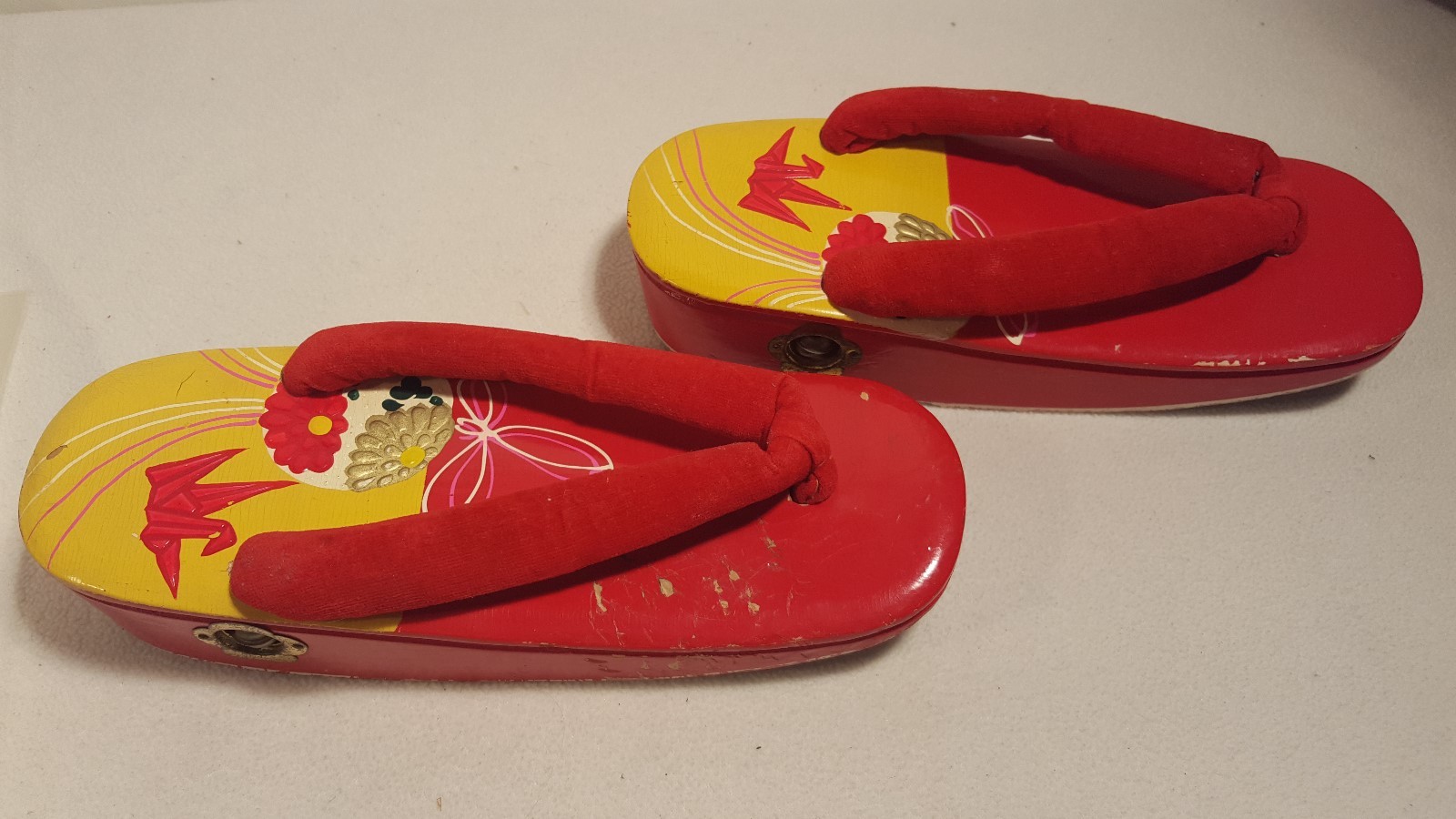 RARE Vintage Japanese /Oriental Red Sandals Wood Shoes Womens | eBay