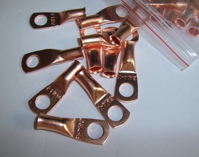 (2) Wire Ring Terminal Copper 8 AWG Gauge 1/4" Connectors Car Audio ...