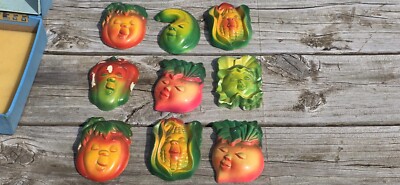 Vintage Kitchen Decor Vegetables Chalkware Lot Bright Colors Wall Art 9 ...