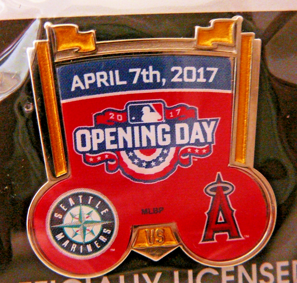 MLB LA ANGELS 2017 Opening Day Label Hat Pin - Flags - Seattle Mariners ...