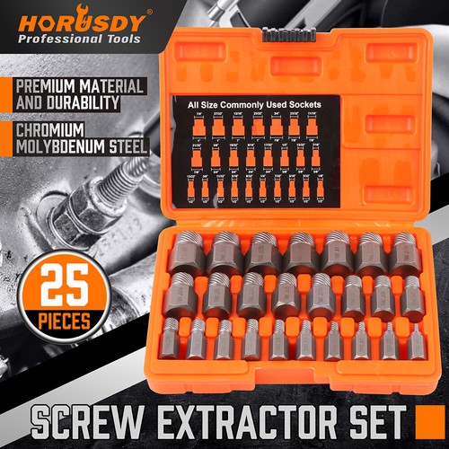 25 PC Multi-Spline Screw Extractor Set Hex Head Bit Socket Wrench Bolt ...