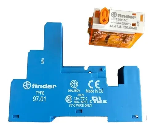 () Finder Type 97.01 Relay Socket w/ Finder 46.61.9.024.5040 Relay for ...