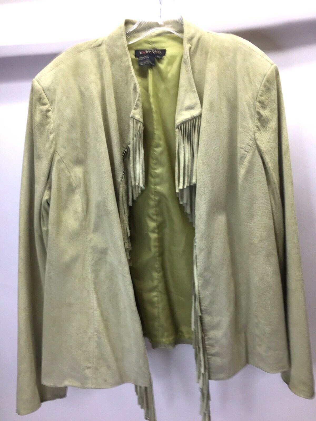 Ruby Cho Woman's Western Fringe Suede Pastel Green Ja… - Gem