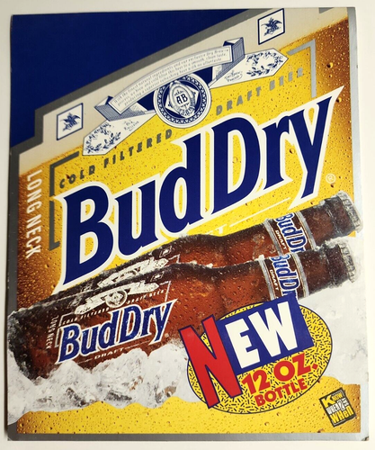 1993 Anheuser Busch Brewery Promo Tavern Tabletop Sign Bud Dry 6" x 5 ...