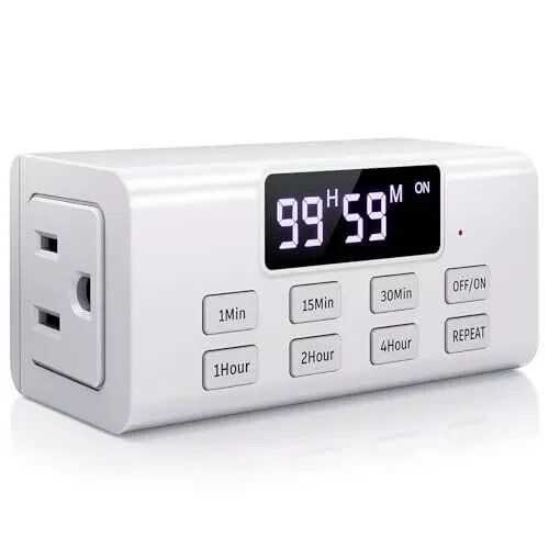 Indoor Countdown Timer Outlet Auto Shut Off Timers with Large ...