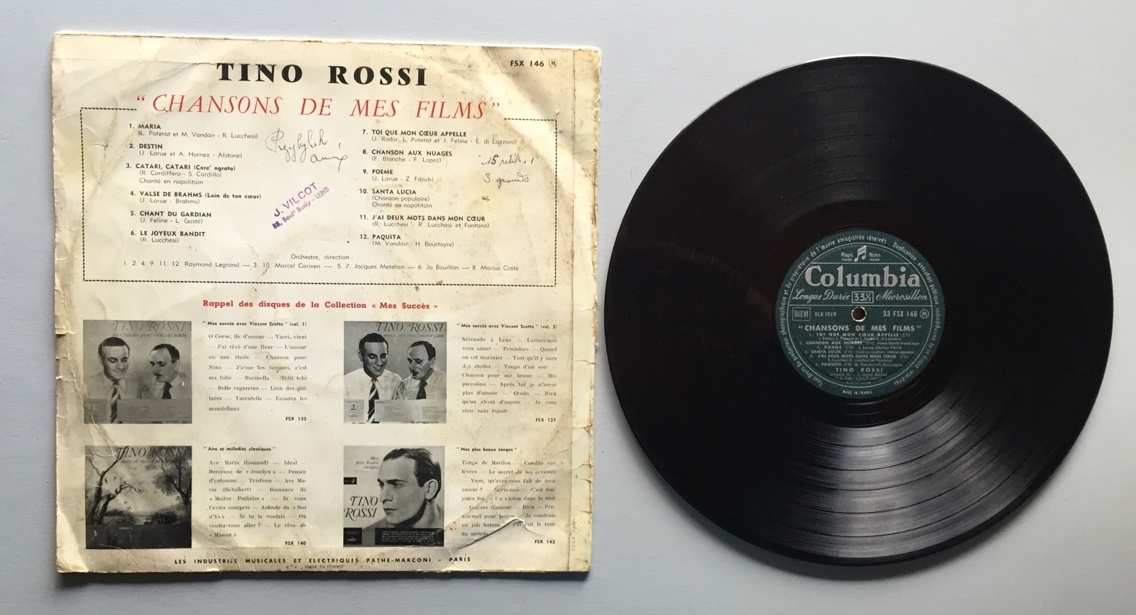 Ref1351 Vinyle 33 Tours Tino Rossi Chansons De Mes Films | eBay