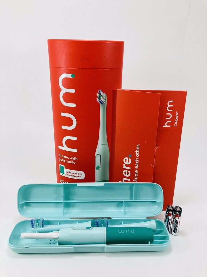 HUM by Colgate Smart Battery Powered Toothbrush Green Teal Sonic Travel ...