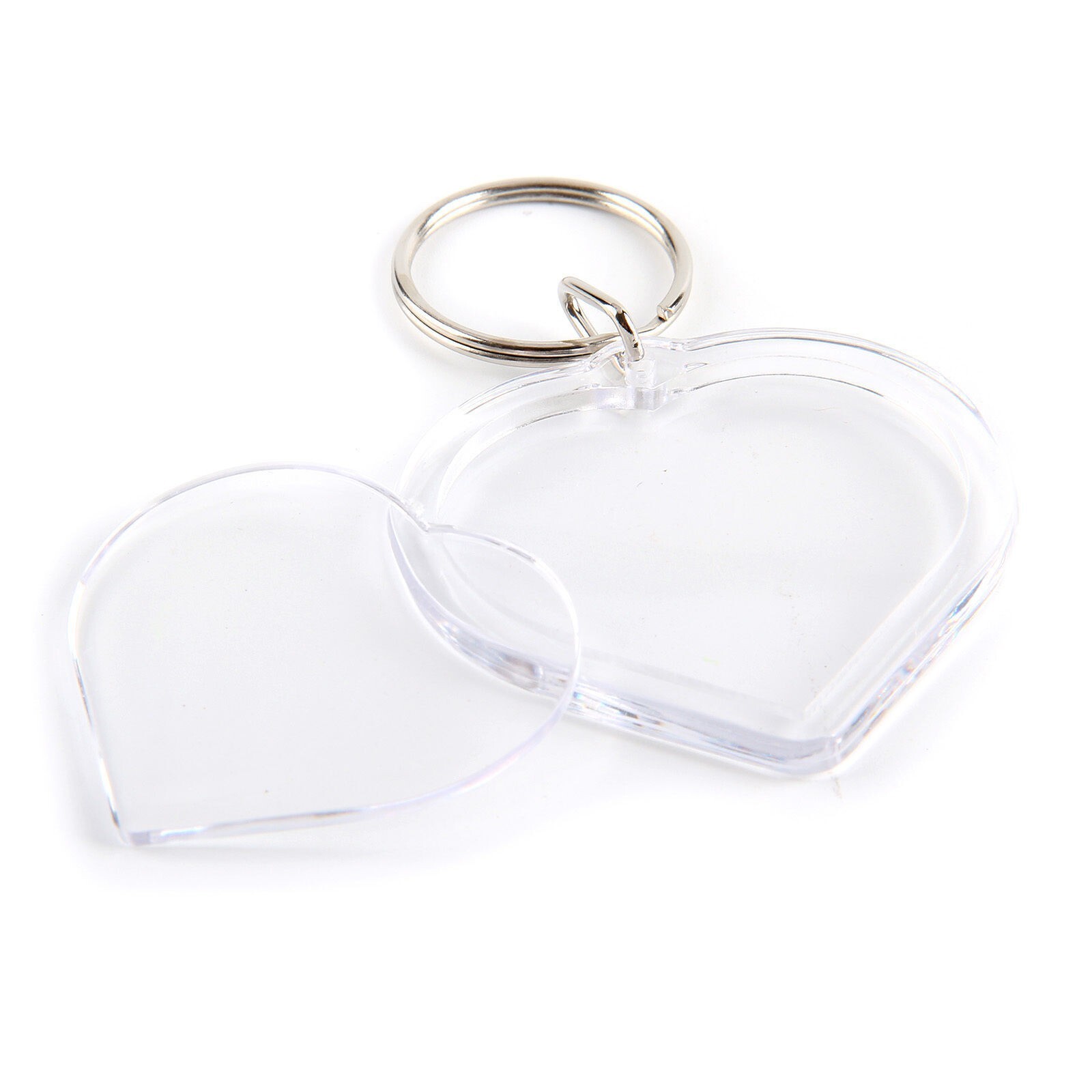 100 PCS CLEAR ACRYLIC PHOTO FRAME KEYRINGS BLANK TRANSPARENT KEYRINGS ...
