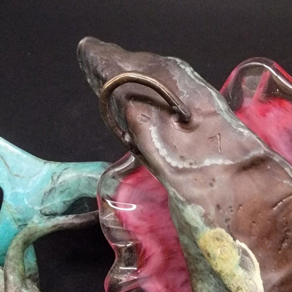 Signed Michael Storey "Hummer On Glass" Bronze & Glass Wall Art ...