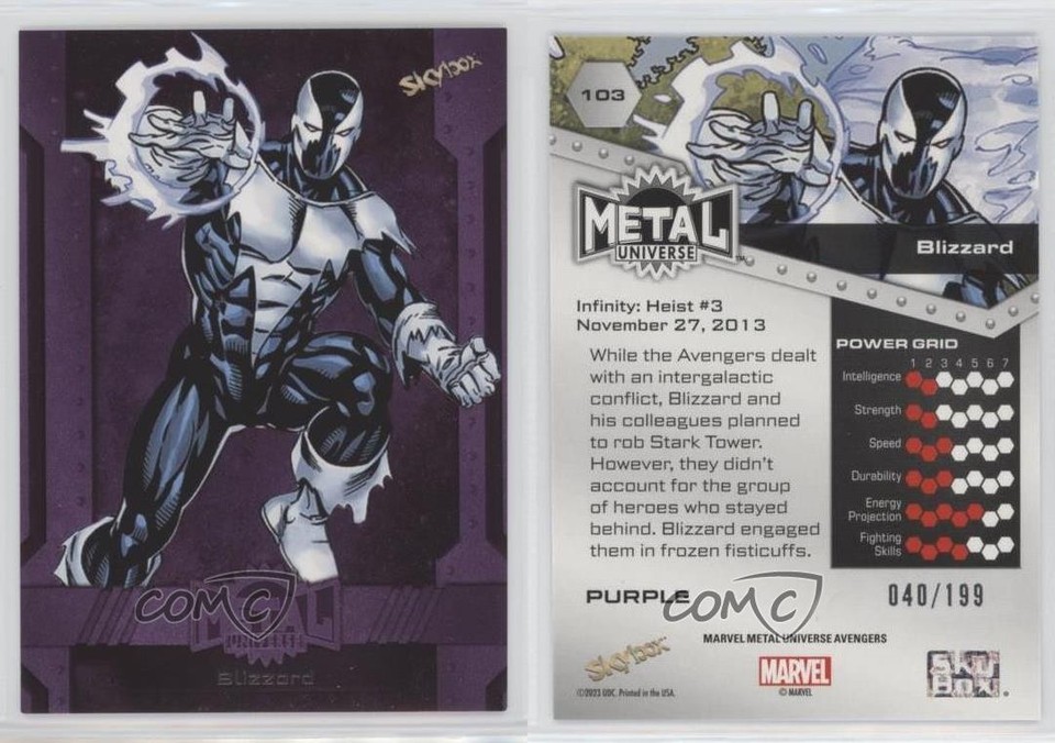 2024 Skybox Marvel Metal Universe Avengers High Series Purple /199 ...