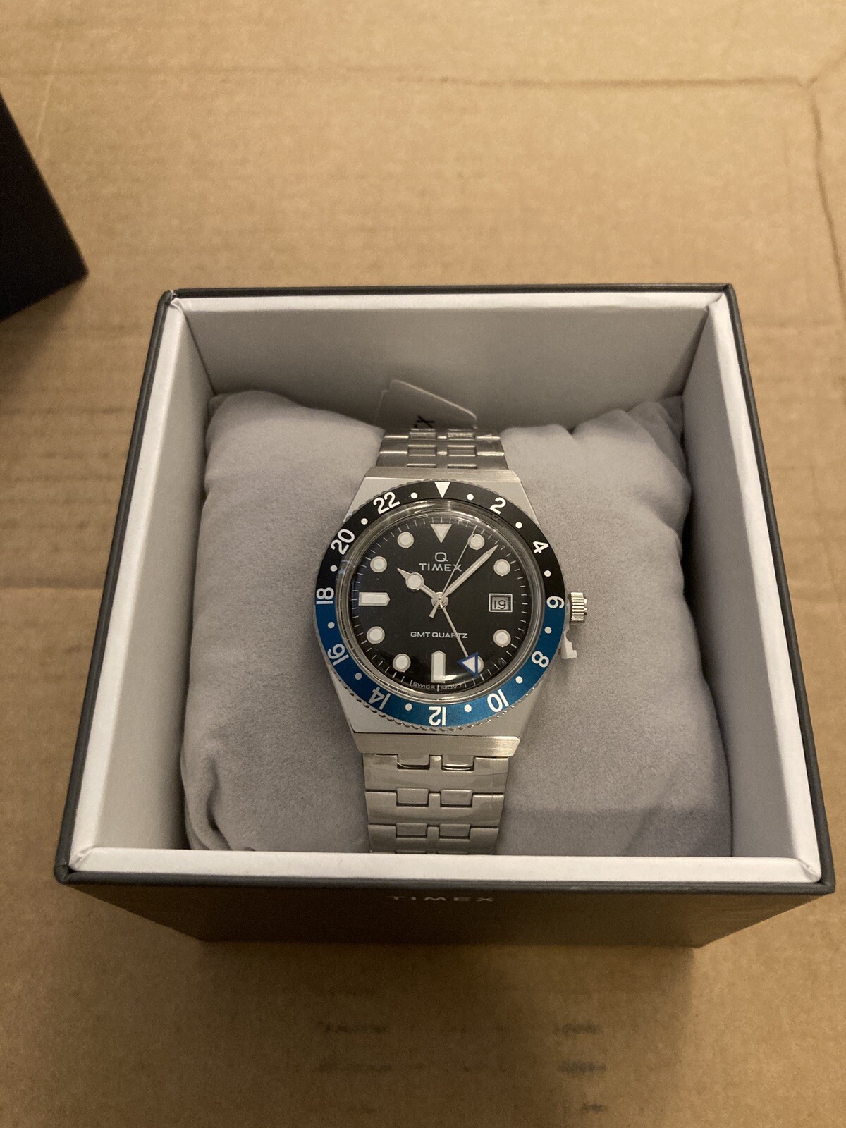 Timex Q GMT Batman Blue Black 38mm Stainless Steel New With Box ...