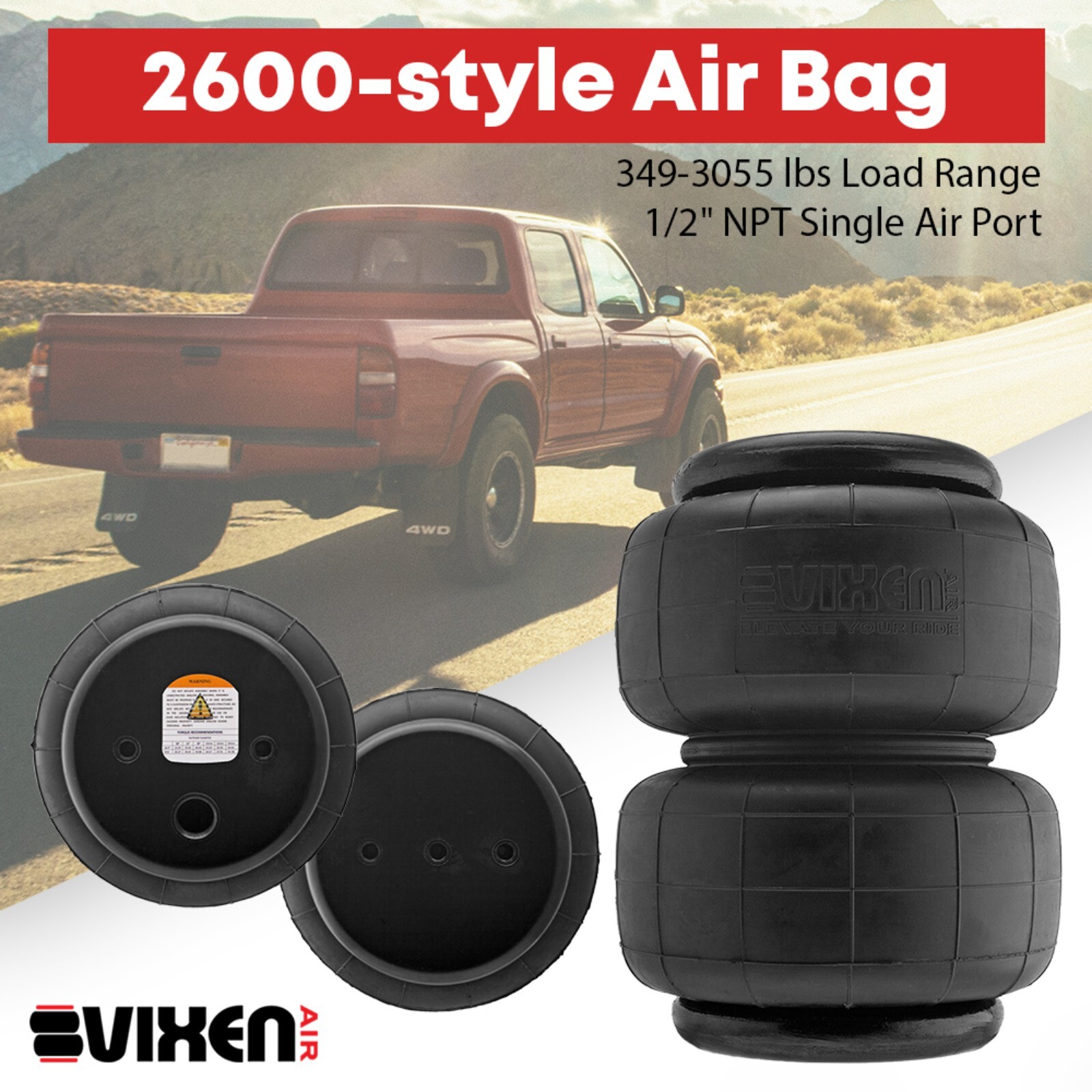 ½" NPT SINGLE PORT CUSTOM SUSPENSION AIR SPRING/AIR BAG/AIR RIDE/SLAM ...