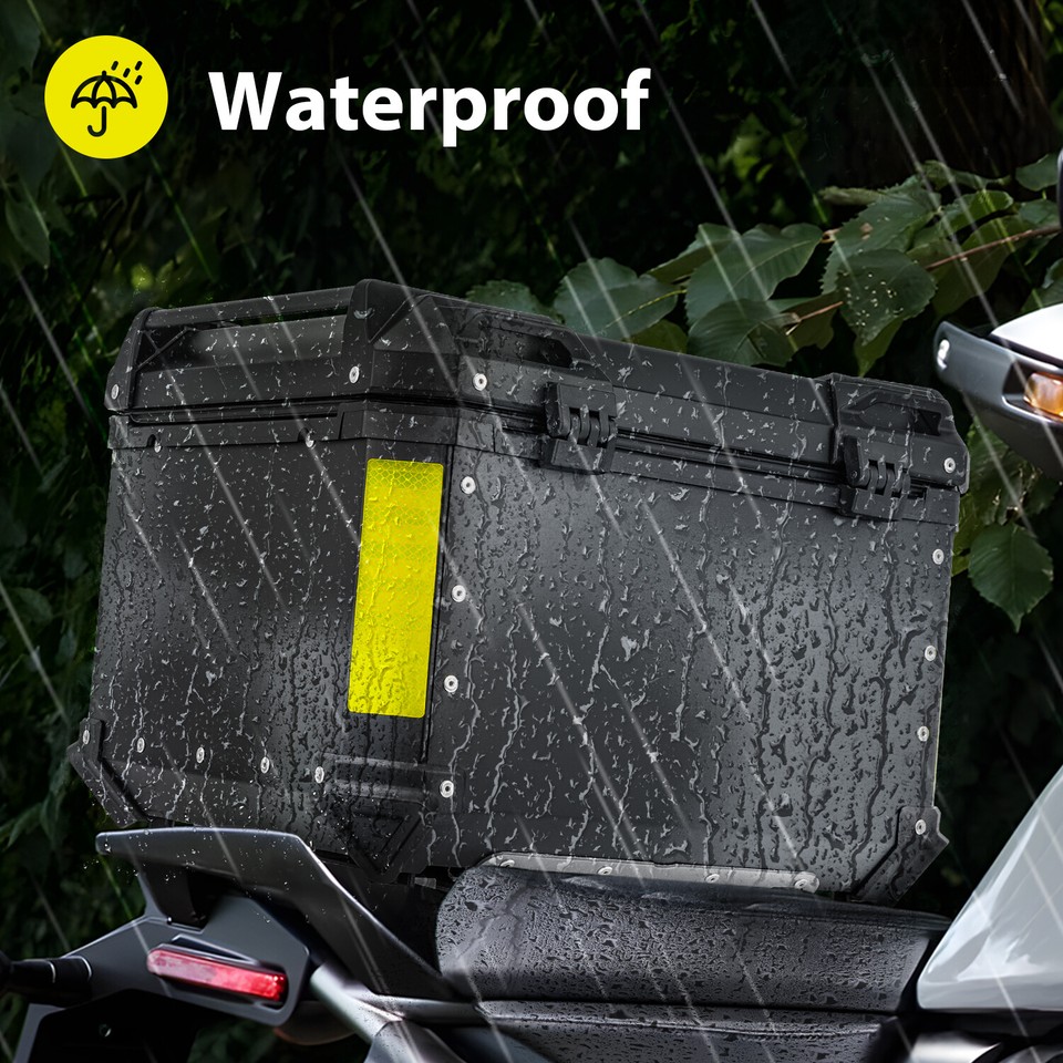 56L Black Motorcycle Luggage Waterproof Tail Box Scooter Trunk Storage ...
