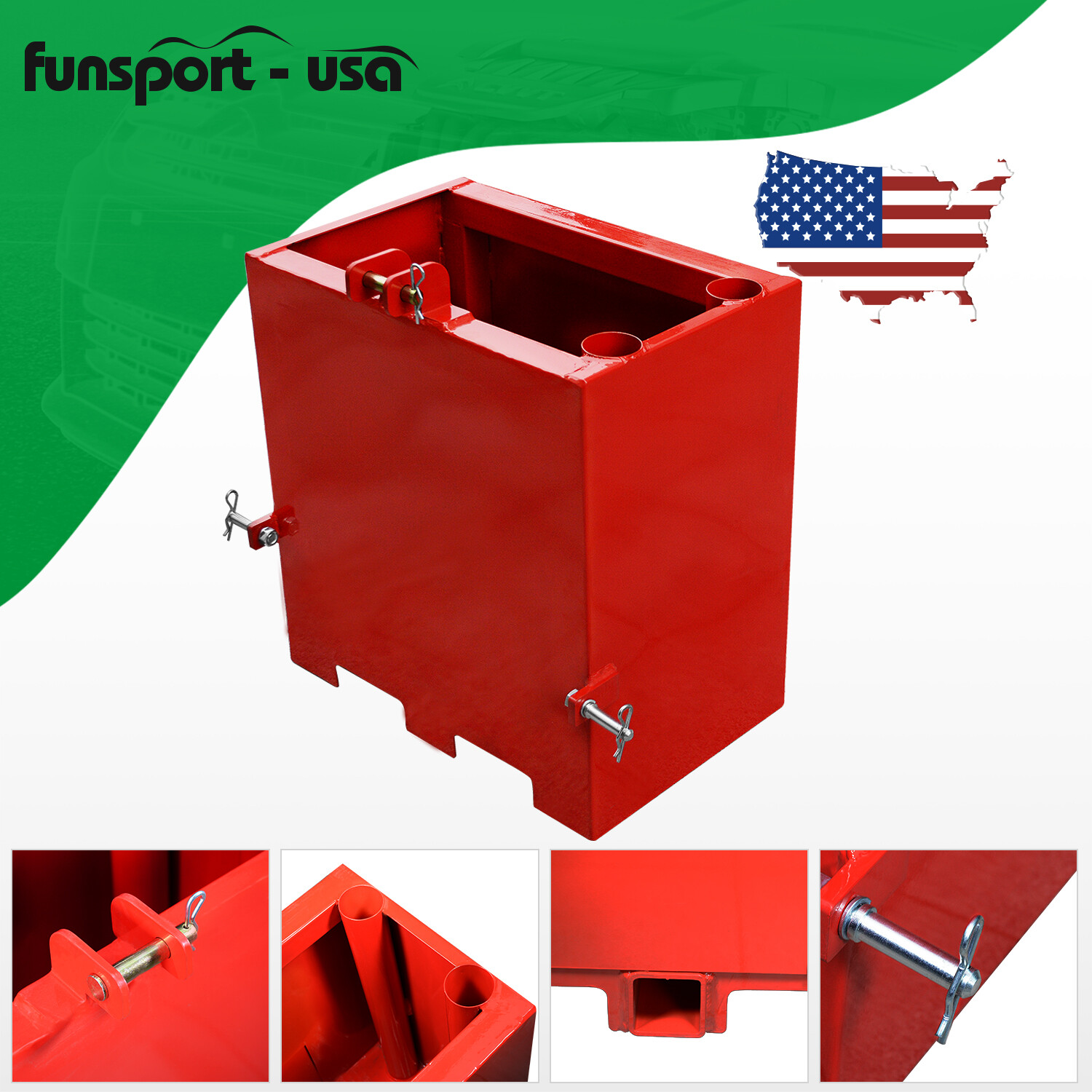 Ballast Box 3 Point Category 1 Tractor Counterweight Red Cat 1 Quick ...