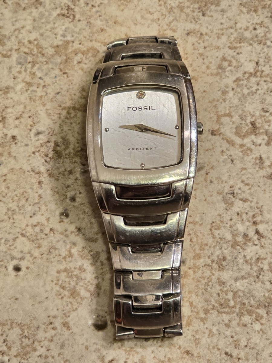 FOSSIL Womens Arkitekt FS- 3002 Silver Tone Watch ** WORKING FOSSIL Womens Arkitekt FS- 3002 Silver Tone Watch ** WORKING