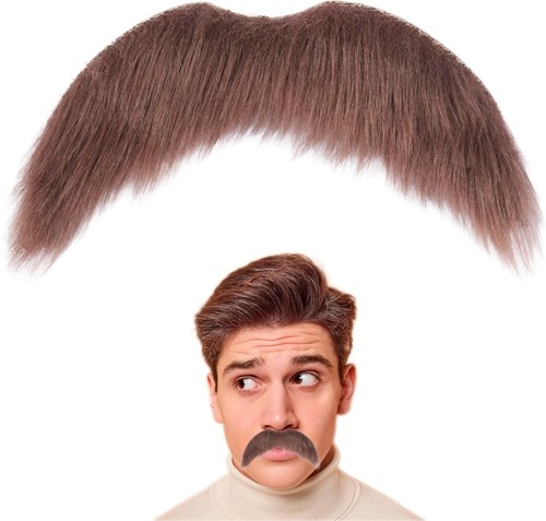 Fake Mustache for Men Classic Halloween Self Adhesive Beard Brown | eBay
