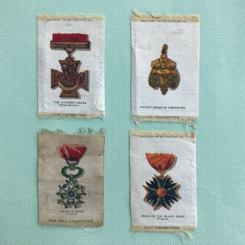 1880s FOUR ANTIQUE CLIX CIGARETTE INSERT PREMIUMS, FOUR FOREIGN COUNTRY ...