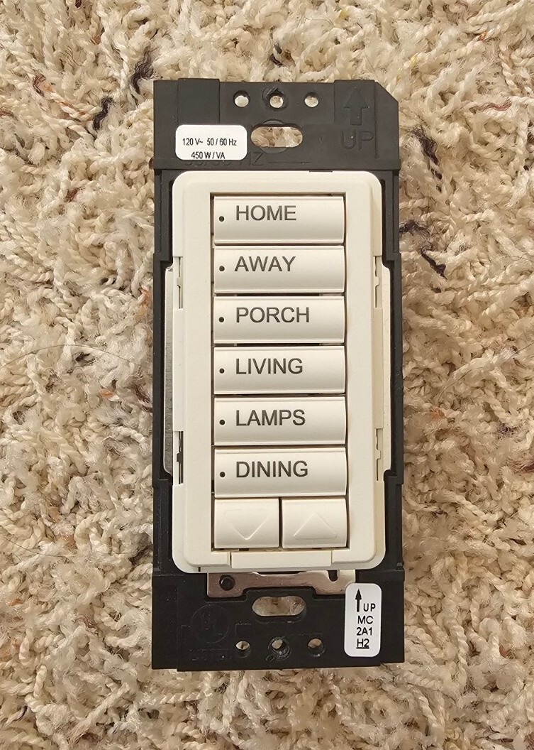 Lutron HQRA-H6BRL HomeWorks QS RF Hybrid 6 Button KeyPad White for sale ...