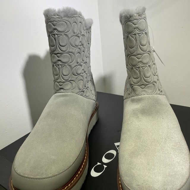 Coach Isa Monogram Suede Faux Fur Lined Boot Black 7.5 for sale online ...