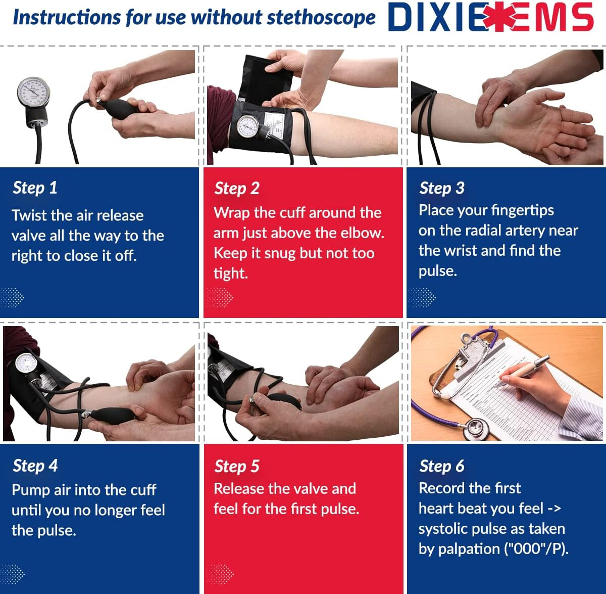 Dixie EMS Manual Blood Pressure Set Kit 5 Cuff Infant Child Adult Adult ...