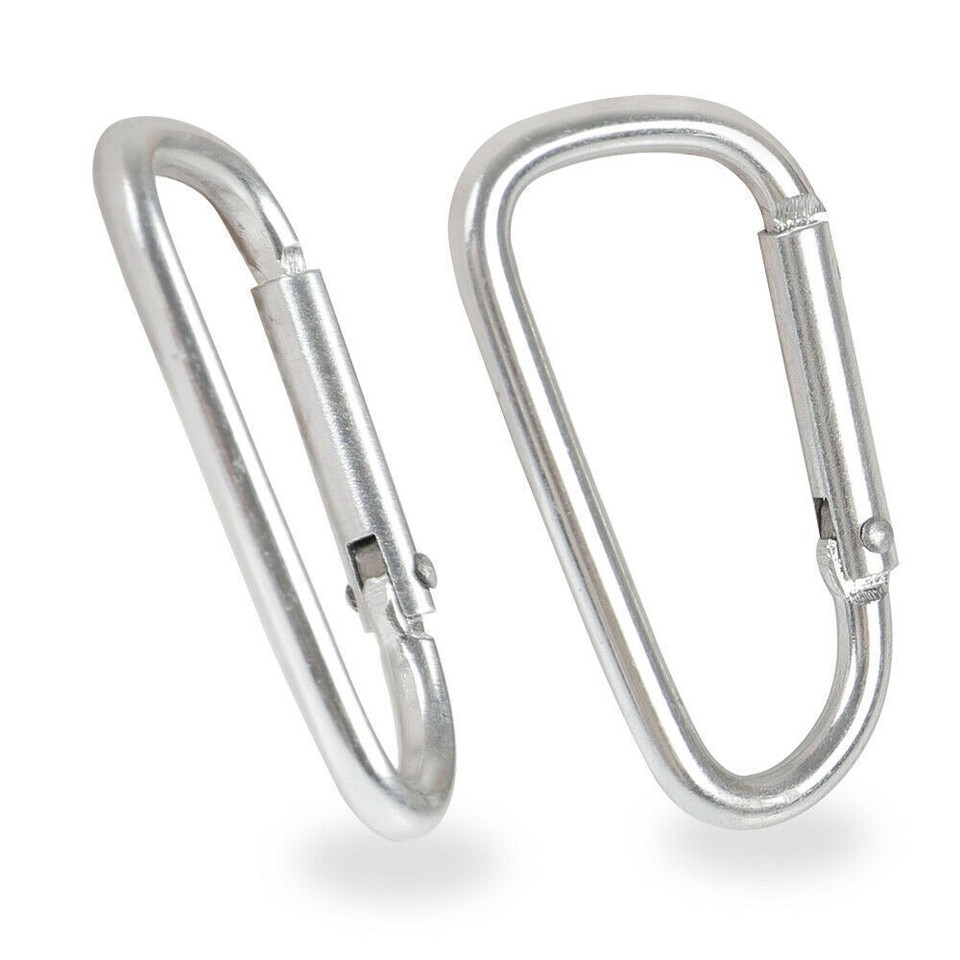 50/100 Pack Aluminum Carabiner Key Hook Keychain Buckle D Shape Spring ...