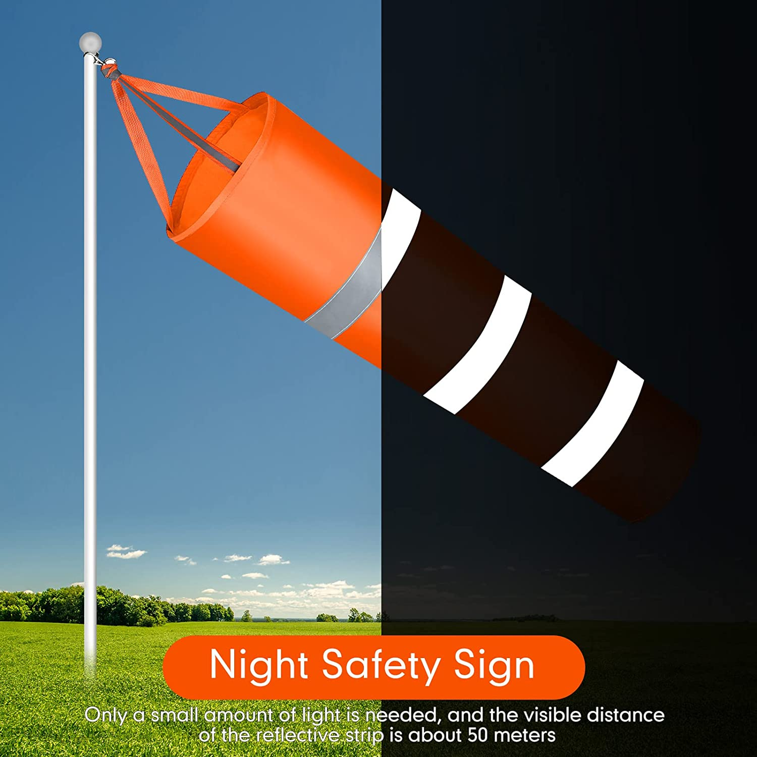 2 Pcs Airport Windsocks Measurement Sock Bag with Reflective Belt ...