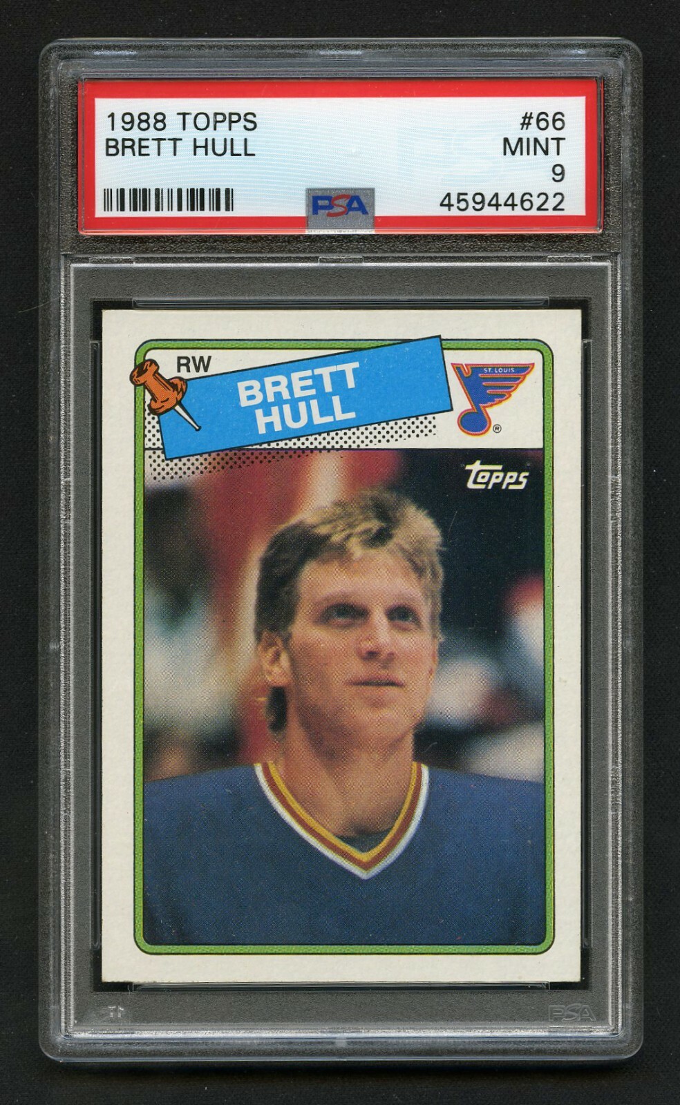 1988 Topps Hockey #66 Brett Hull St Louis Blues RC Rookie HOF PSA 9 ...