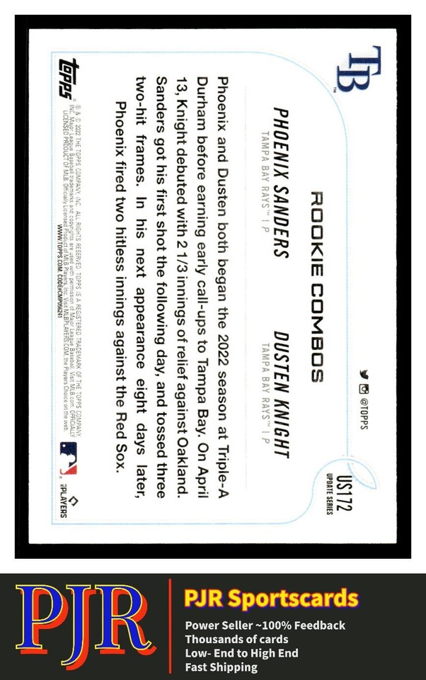 2022 Topps Update #US172 Dusten Knight/Phoenix Sanders Rays | eBay